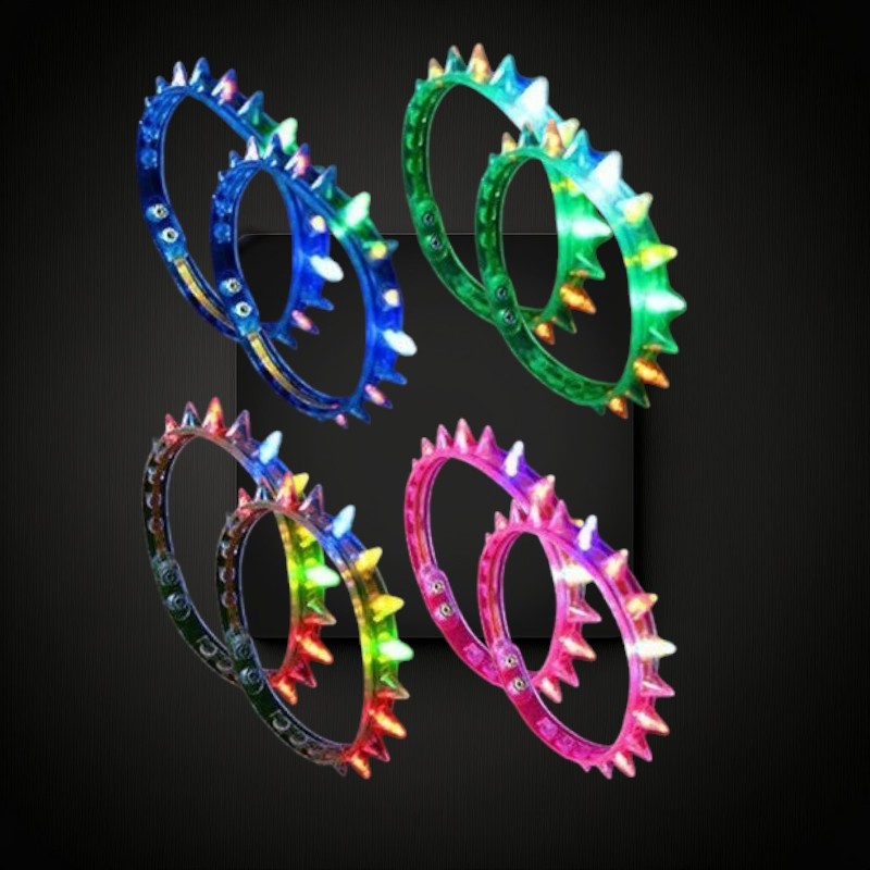MULTI-COLOR LED ASSORTED FLASHING SPIKE NECKLACE | Gloworks