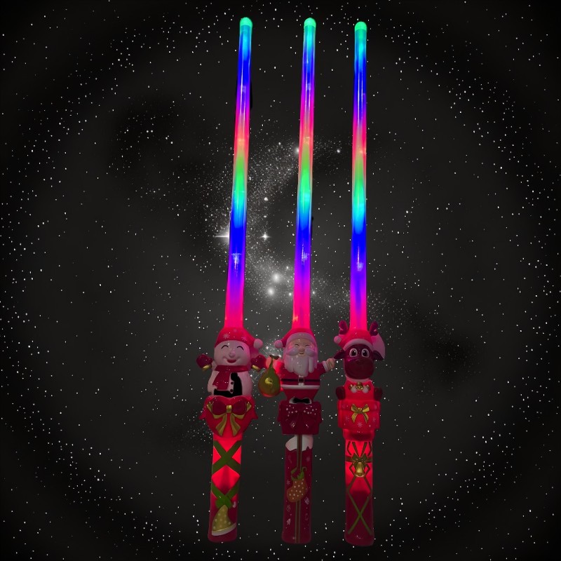 ASSORTED STYLE SANTA, SNOWMAN, REINDEER LED MULTI-COLOR SWORD | Gloworks