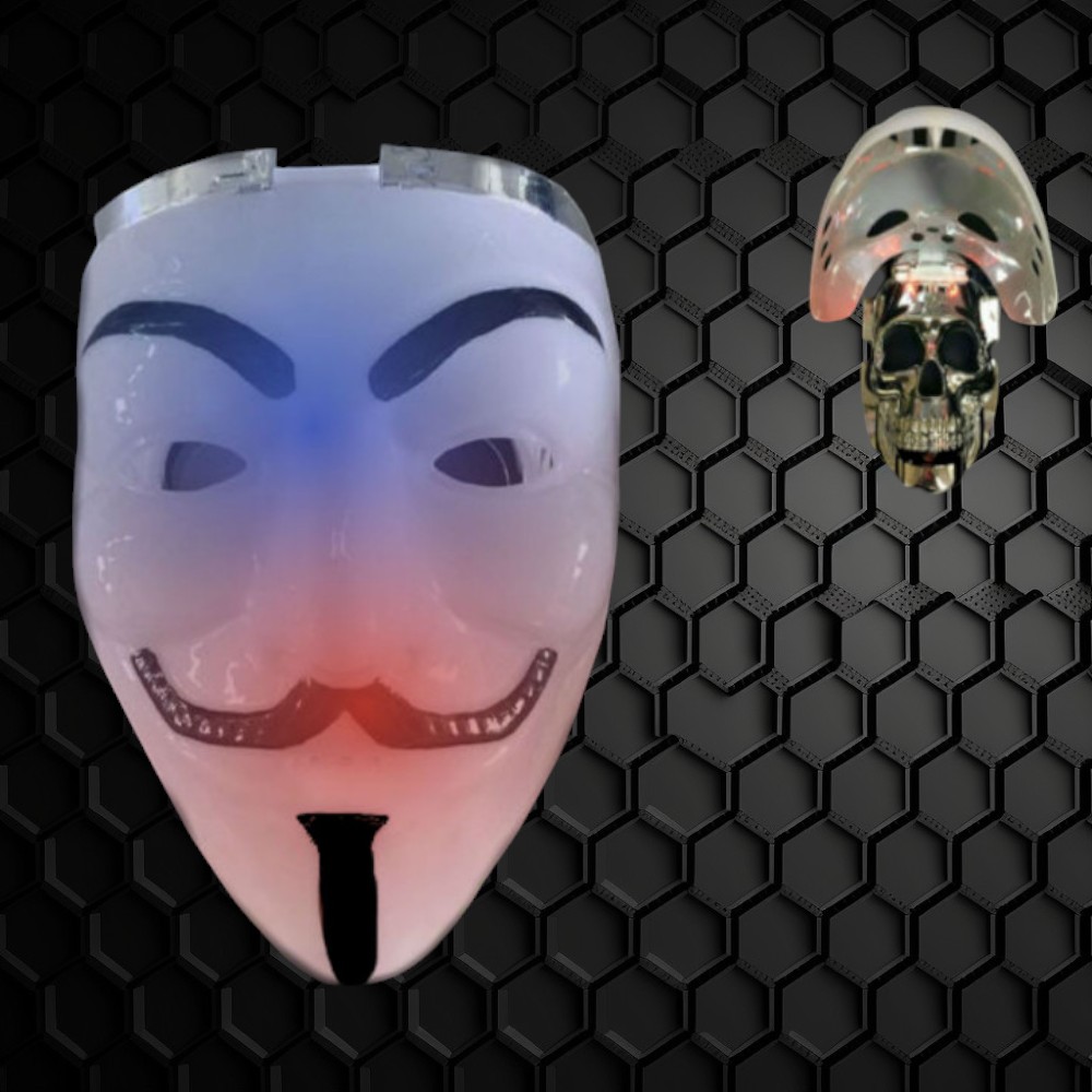 EL WIRE METALLIC SKULL MASK W/ WHITE MASK MAN COVER | Gloworks