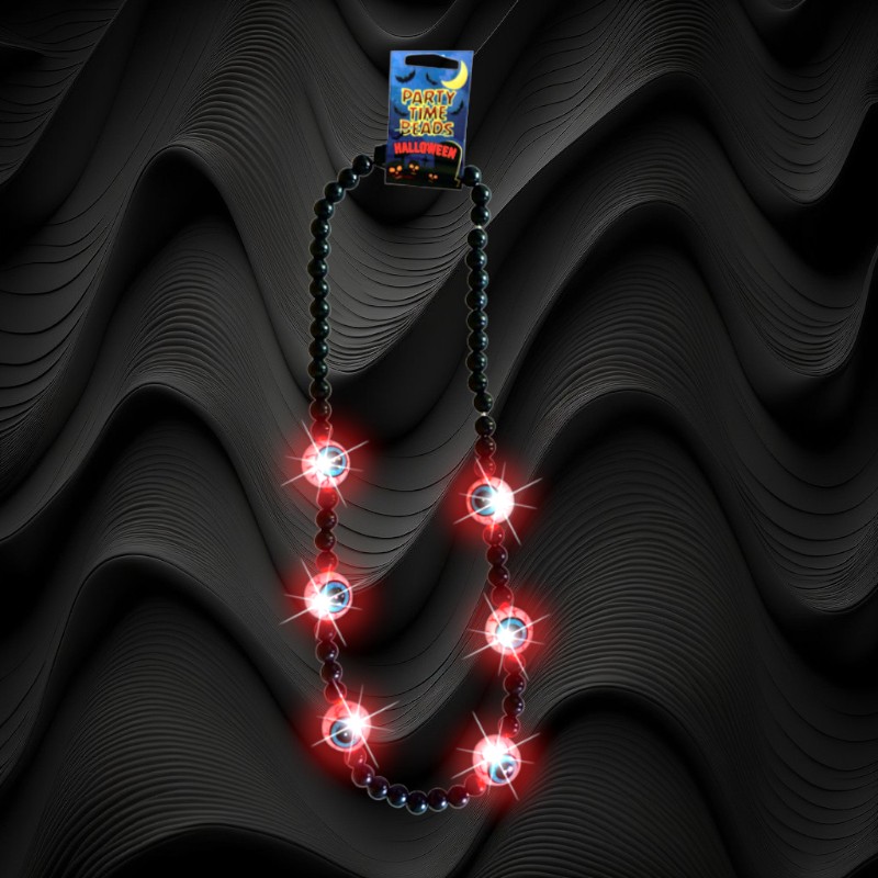LED FLASHING BEADED NECKLACE WITH EYEBALLS | Gloworks