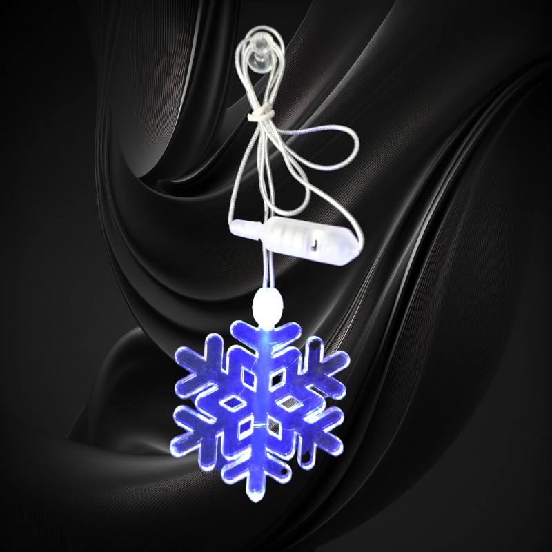 ASSORTED LED ACRYLIC SNOWFLAKE CHARM ON NON FLASHING LANYARD | Gloworks