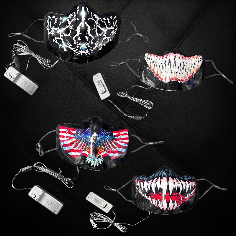 LED FLASHING ASSORTED STYLE FLEXIBLE PLASTIC FACE MASK | Gloworks
